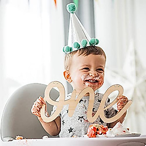 YESSWL One Wooden Sign Banner - Wooden Cutout One Logo Letters Banner for 1st Birthday Party, Wall Decor Table Display Baby Chair Banner, Photo Prop for Baby Shower Party Decorations.