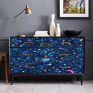 Sky Star Starry Night Peel and Stick Wallpaper for Kids Boys Girls Nursery Room Wall Decor Ceiling Contact Paper Galaxy Mural 17.7X117 Inches
