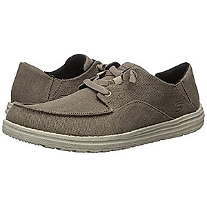 Skechers Men's VOLGO Slip ON Melson Canvas Slip-On Moccasin Shoe, Brown, 12 Medium US
