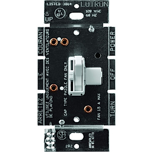Lutron Toggler 3 Speed Fan Control, 1.5-A Single Pole/3-Way TGFSQ-FH-WH, White