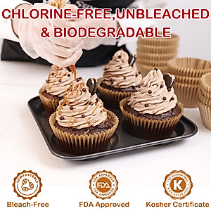 Muffin Cupcake Baking Cup Liner – Extra Large – Sturdy – Super Thick – Non-Stick –Unbleached Disposable Liner – Odorless – Biodegradable – Multi-Use Baking Cups by BamBot (100-Pack)