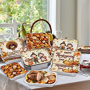 36Pcs Thanksgiving Tin Foil Containers with Lids Disposable Aluminum Thanksgiving Leftover Containers with Lids Thanksgiving Foil Food Pan