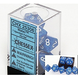 Polyhedral 7-Die Speckled Dice Set - Water