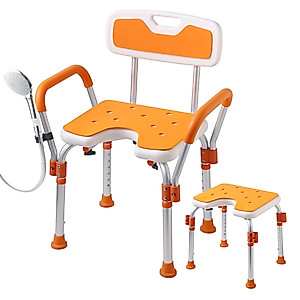 Shower Chair for Inside Shower, Japard 400 lbs Heavy Duty Bath Chair with Arms and Shower Head Holder, Medical Shower Seat, Bath Stool Safety Shower Bench for Elderly