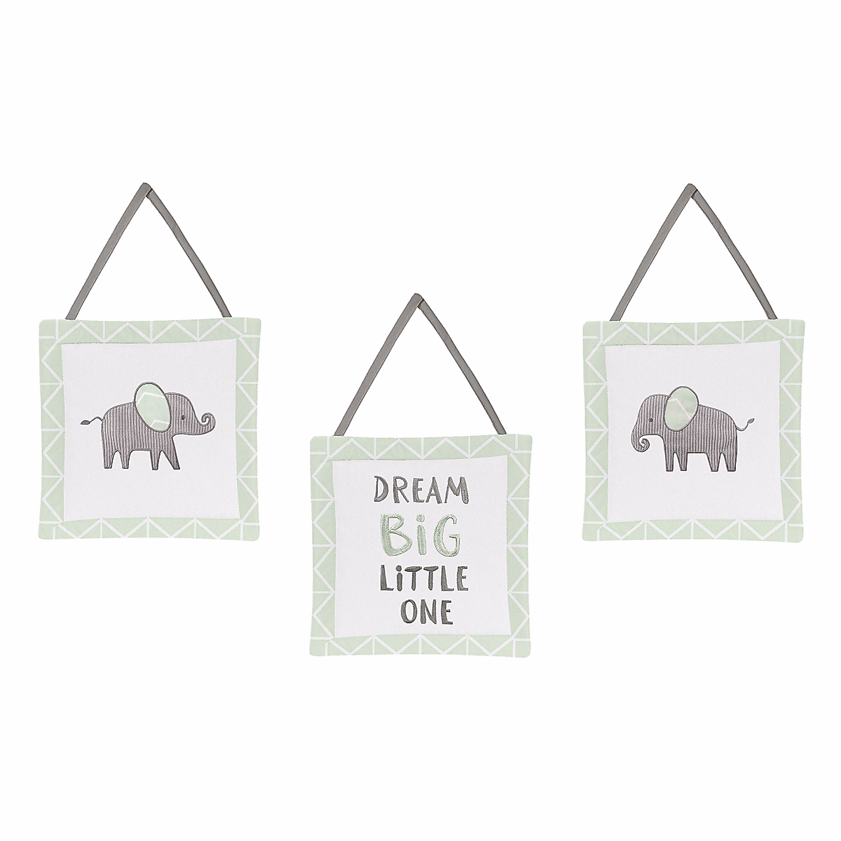 Sweet Jojo Designs Mint, Grey and White Watercolor Elephant Safari Baby Unisex Crib Bedding Set - 11 pieces