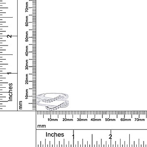 AFFY Sterling Silver Delicate Bypass Infinity Style Vintage Wedding Ring Guard Enhancer with Cubic Zirconia (0.20 cttw) Ring Size-8