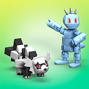 Mega Construx Pokemon Machop Vs. Galarian Zigzagoon Construction Set, Building Toys for Kids (GVK82) , Red, 6 years and up