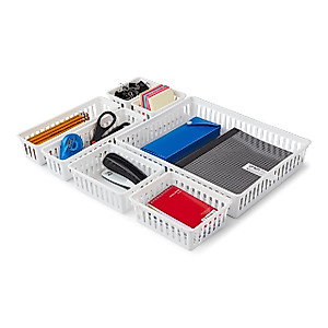 28 PCS set; 4x7 Drawer Storage Organizer Bins: White Home, Office, Craft Room, Workshop, Garage, Kitchen Storing Container Set Model 23715 (Set of 28 pcs)