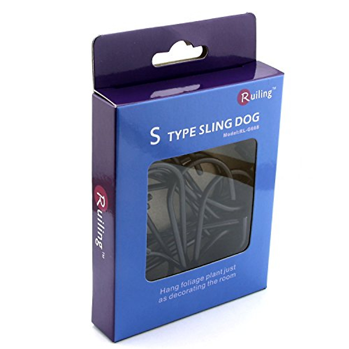 RuiLing Antistatic Coating Steel Hanging Hooks, Black, S-Shape, Pack of 15