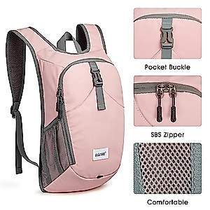 G4Free 10L Hiking Backpack, Lightweight Small Hiking Daypack Outdoor Travel Foldable Shoulder Bag, Pink