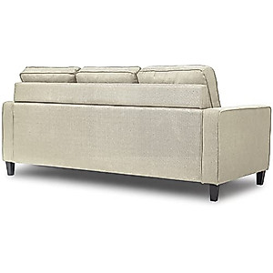 Serta Harmon Square Arm Reversible Sectional Sofa Living Room, Modern L-Shaped 3 Seat Fabric Couch, Cream