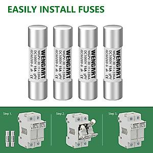 Wengart Solar Fuses WGPV-30,DC1000V,10x38mm,I133kA,Fast Photovoltaic Fuses for Solar Photovoltaic Applications,10pcs (15Amp)
