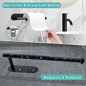 Paper Towel Holder, Self Adhesive or Drilling Paper Towel Holder Under Cabinet, Stainless Steel Black Paper Towel Holder Wall Mount for Kitchen, Bathroom, Sink, Pantry, Fridge