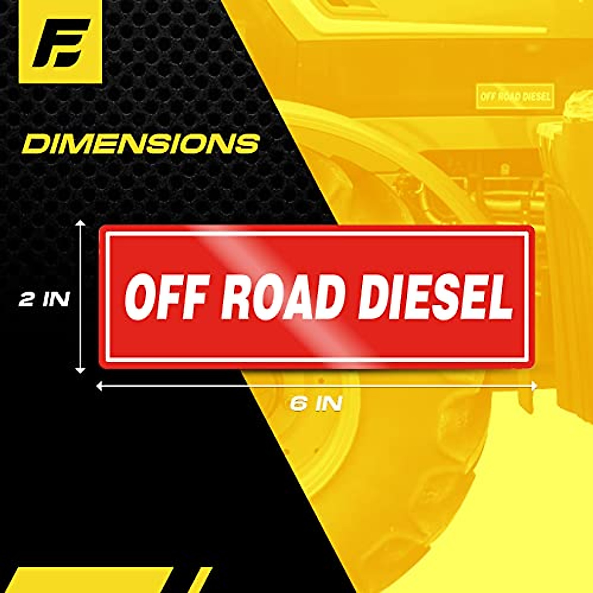 Off Road Diesel Sticker, Labels for Fuel Storage Tanks - Tractors, & Heavy Equipment - Weatherproof, Extreme Stick, Durable, Dyed Diesel Decals by Fuel Stickers - USA Made (6x2 inch), 3 Labels
