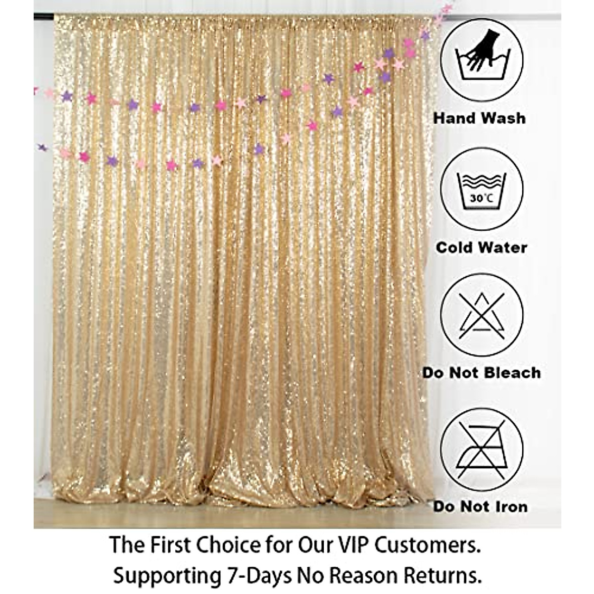 ShinyBeauty Sequin Backdrop - Photo Backdrop and Fabric Backdrop for Wedding/Party/Photography/Curtain/Birthday/Christmas/Prom/Other Event Decor - 4FTx7FT(48inx84in) (Light Gold)