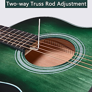 WINZZ HAND RUBBED Series - 36 Inches 3/4 Dreadnought Acoustic Acustica Guitar Bundle, Dark Hunter Green