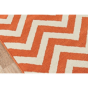 Momeni Rugs , Baja Collection Contemporary Indoor & Outdoor Area Rug, Easy to Clean, UV protected & Fade Resistant, 1'8" x 3'7", Orange