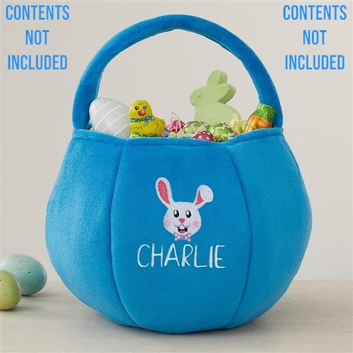 Personalization Universe Embroidered Build Your Own Bunny Personalized Easter Treat Bag, Customize with Any Name, Boy and Girl Options, Ideal for Easter Basket Stuffers - Blue