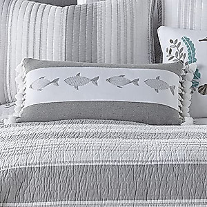 Levtex Home Freeport Decorative Pillow (12x24in.) - Fish - White and Grey