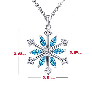 JO WISDOM 925 Sterling Silver White/Blue CZ Winter Frozen Large Snowflake Necklace Pendant