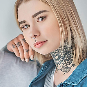 Amelia Fashion 16 Gauge 7 Gem Front Facing Set Bendable Nose Ring Hoop for Nose, Eyebrow, Ear Cartilage All Surgical Steel (Choose Color) (Aurora Borealis)