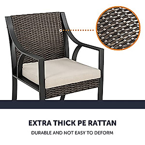 HAPPATIO Outdoor Wicker Chair,All-Weather Wicker Rattan Patio Dining Chair with Removable Cushions,Set of 6 for Outdoor Lawn Garden Backyard (Beige)
