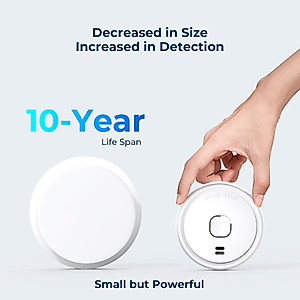 Ecoey Smoke Detector, 10 Year Fire Alarms Smoke Detectors，Smoke Detector Battery Operated with Photoelectric Sensor, Fire Alarm with Low Battery Indicator, Smoke Detectors Used in Home, FJ138, 6 Packs