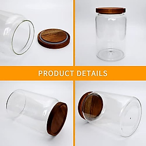 Datttcc Large Glass Jars,Set of 3 Glass Jars with Wooden Airtight Lids,Food Storage Container for Tea,Spice,Cereal, Egg,Flour,Coffee and More(67 oz/2000 ml)