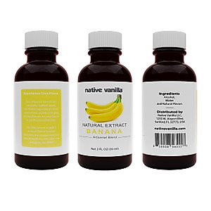 Native Vanilla - Pure Banana Flavor - 8 Fl Oz - Pure Flavors and Extracts - Perfect for Cooking, Baking, and Dessert Crafting