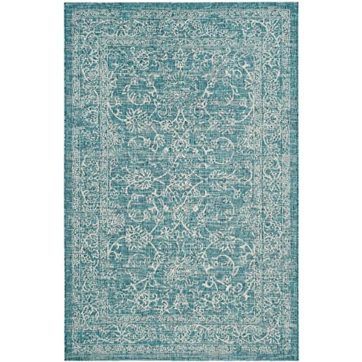 Safavieh Courtyard Collection CY8680 Indoor/ Outdoor Non-Shedding Stain Resistant Patio Backyard Area Rug, 4' x 5'7", Turquoise