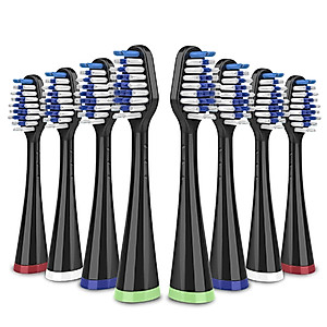 Replacement Toothbrush Heads for Waterpik Complete Care 5.0/9.0 (CC-01/WP-862), STRB-8WB, (8-Pack, Black)