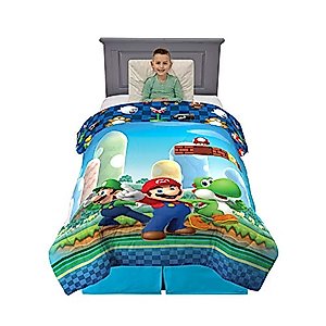 Franco Kids Bedding Super Soft Microfiber Reversible Comforter, Twin/Full, Mario