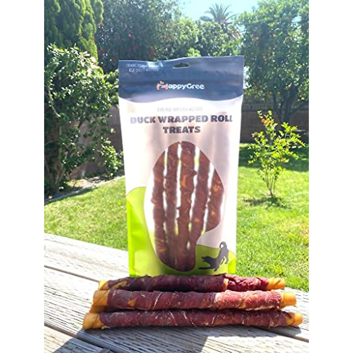 HAPPYGREE Made in USA Premium Dog Treats - Duck & Chicken Wrapped Rolls for Large & Small Dogs - NO Additives, NO Filler, NO GMO - Duck & Chicken Breast Fillets - Chews Treats for Dogs - Organic