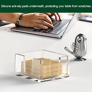 BOSSCASA Acrylic Sticky Note Holder, Self-Stick Note Pad Holder W/O Pads - Note Dispenser Memo Pad Holder Desk Organizer for School Office Home (3''x3'' Clear - 2 Pack)
