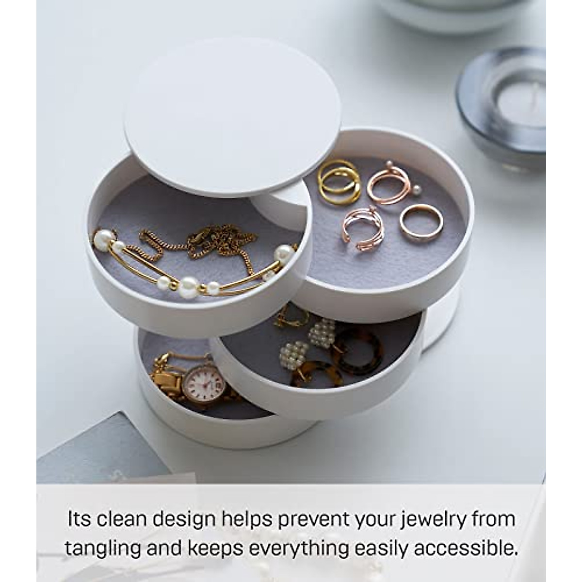 YAMAZAKI home Tower 4-Tiered Accessory Tray White