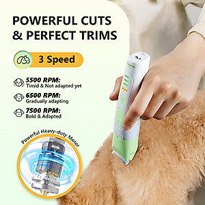 SUPRENT Dog Grooming Kit, 4 in 1 Quiet Pet Clippers for Grooming Supplies, Cordless Cat Paw Trimmer Dog Nail Grinder, Professional Long Hair Shaver Set for Cat Matted Hair and Small Dogs Thick Coats