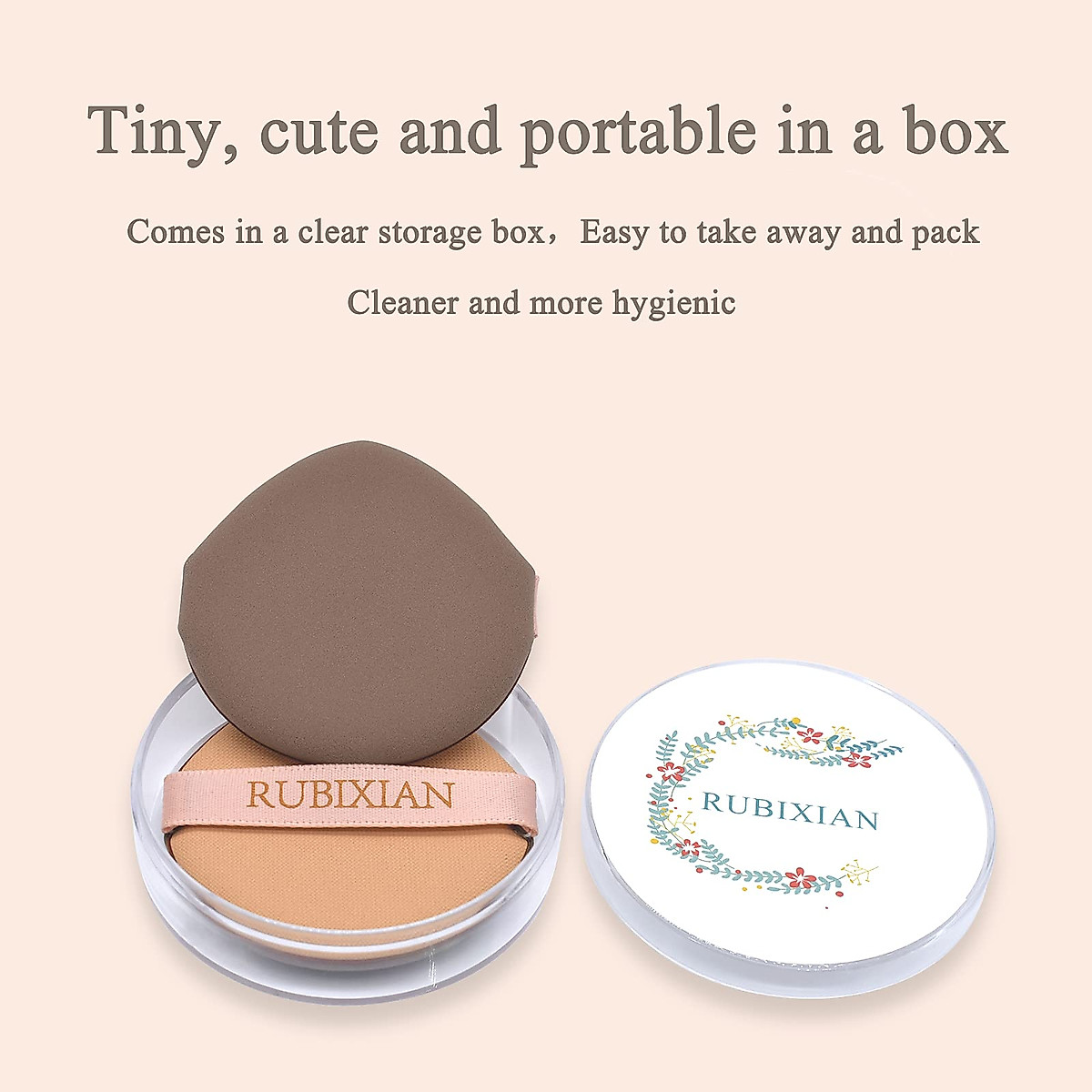 RUBIXIAN Powder Puff for Foundation, 2 Packs Air Cushion Portable Round Makeup Sponges with Air Cushion Powder Puff, Latex-free Blending Sponge and Makeup Puff for Foundation, Cream, Concealer