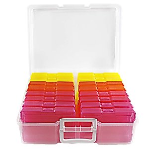 novelinks Transparent 4" x 6" Photo Storage Boxes - 16 Inner Photo Organizer Cases Photo Keeper Picture Storage Containers Box for Photos (Warm-Colored)