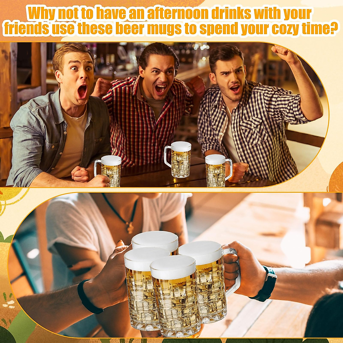 Mifoci 30 Pcs Clear Plastic Beer Mug with Handles 16 oz Reusable Acrylic Beer Stein Bulk Glasses Beer Drinking Cups Dishwasher Safe for Bar Home Hotel Cocktail Juice Alcohol Soda Party