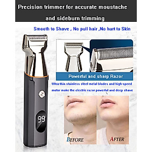 Beard Trimmer for Men 5 in 1 professional grooming Kits Nose Hair Trimmer Facial Shaver LED Display IPX7 Waterproof Cordless Electric Hair Clippers Precision Trimmer, Gifts for Men Husband Father