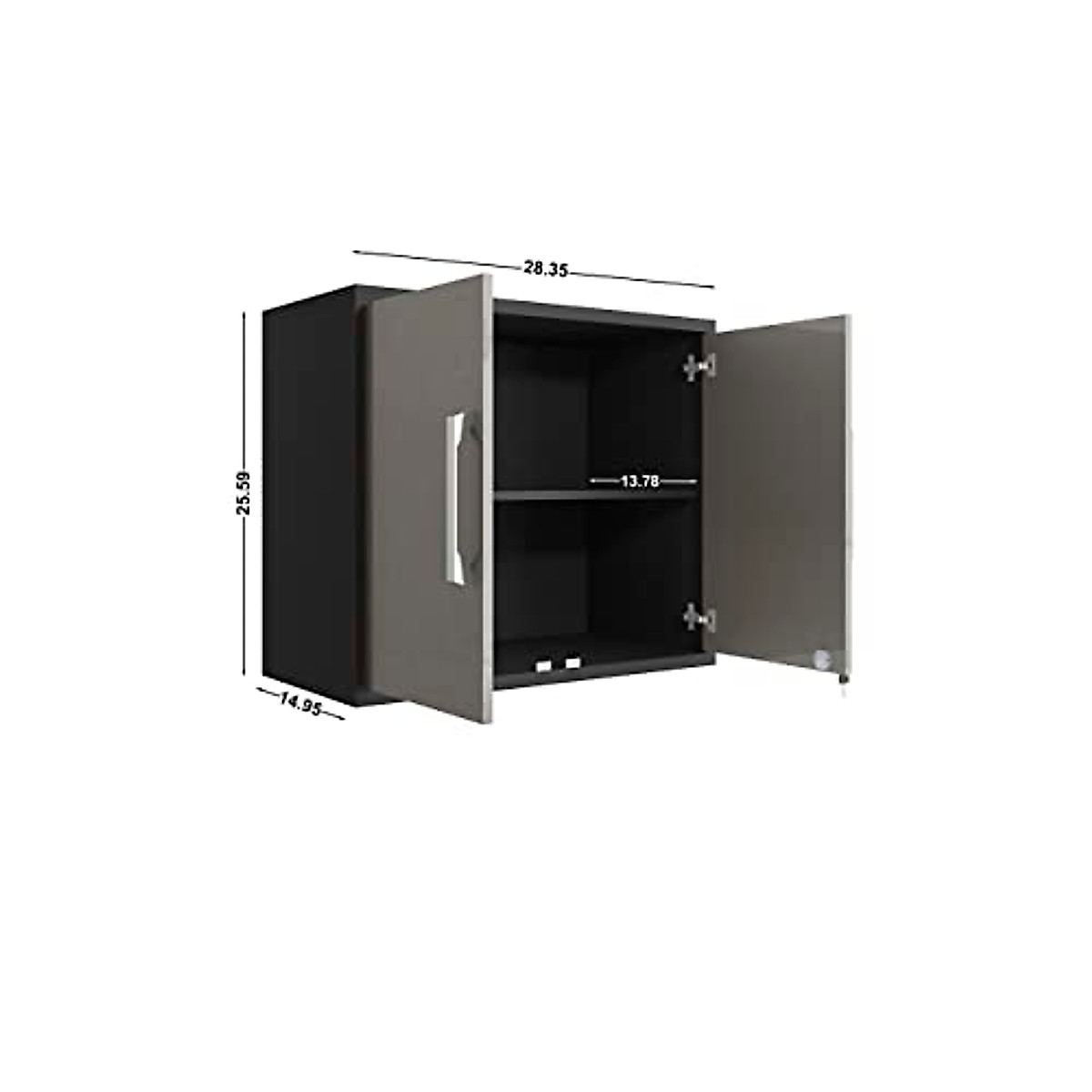 Manhattan Comfort Eiffel Garage Cabinets and Storage System, Set of 4, Matte Black and Grey