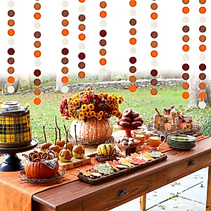 Boho Burgundy Brown-Orange Party-Decorations Streamers - 52Ft Birthday Baby Shower Hanging Paper Garland Banner,Fall Autumn Thanksgiving Harvest Rustic Wedding Bridal Classroom Supplies Decor Hugtmr