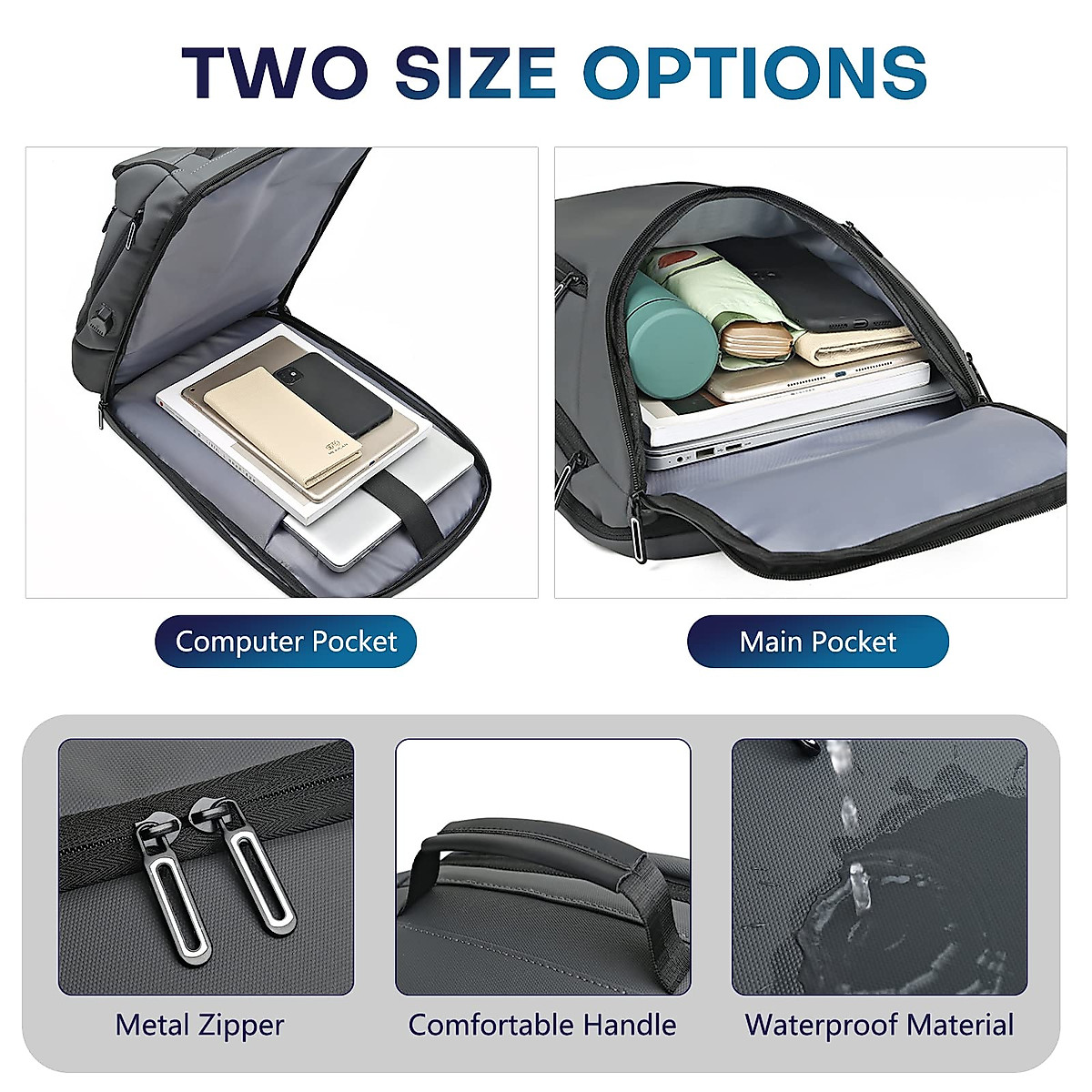 Konelia Slim Business Smart Backpack for Men Waterproof fit 15.6 Inch Laptop Travel Backpack with USB Charging Port