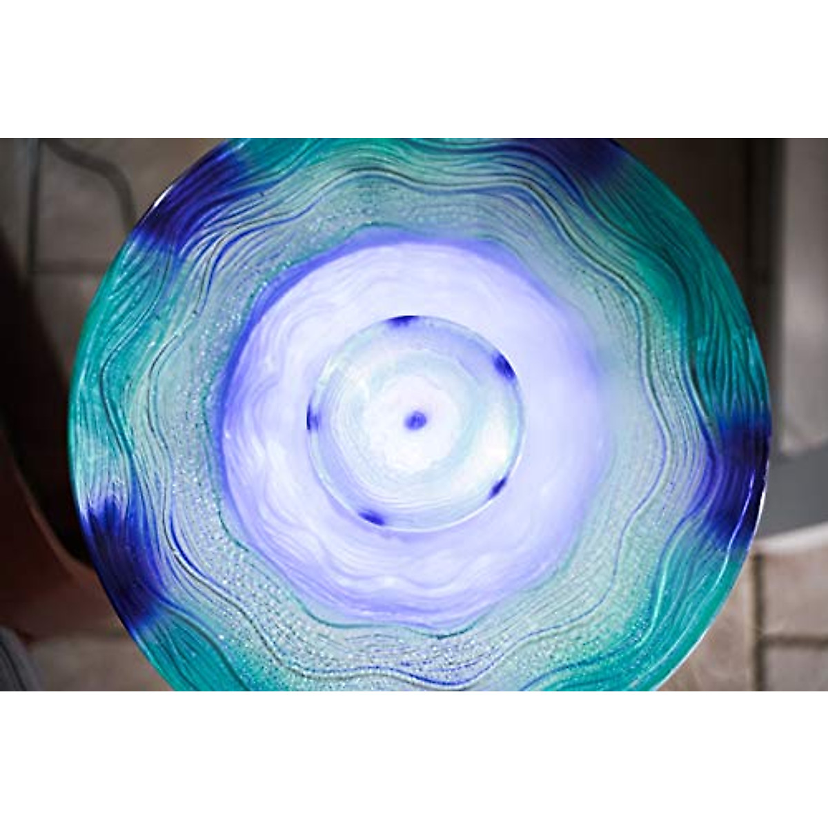 XBrand Floor Mist Fountain w/ Inline Control Glass Metal, 27 Inch Tall, Blue