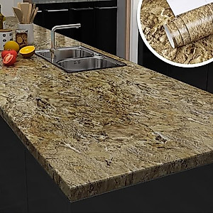 YENHOME Removable Brown Marble Contact Paper for Countertops Wall Covering 17.7"X200" Self Adhesive Marble Wallpaper Peel and Stick Decoration Contact Paper for Desk Cabinets Furniture Vinyl Wrap