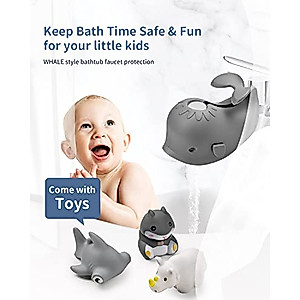 Mandoo Faucet Cover Bathtub Baby, Bath Spout Cover for Baby, Bath Faucet Cover for Kids, Tub Spout Cover Bathtub Faucet Cover Kids Safety, Protection Baby Universal Bath Silicone Toys Whale Grey