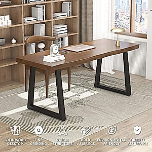 jmzx store Modern Gaming Workbench Solid Wood Desktop Computer Desk Home Minimalist Bedroom Desk Nordic Desk Small Long Table，Rustic Brown 55 inch