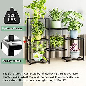 YUJCHMTZN Metal Plant Stand Indoor Metal Plant Stands Outdoor Tiered Plant Shelf for Multiple Plants, 3 Tiers 7 Potted Ladder Plant Holder Table Plant Pot Stand for Window Garden Balcony Living Room