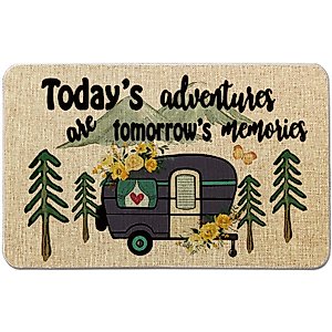 OCCdesign Burlap Camper Doormat, Camping RV Entranc Decorative Door Mat Rug -Today's Adventures