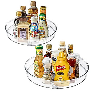 2 Pack Lazy Susan Organizer, 10.6" Clear Lazy Susan Turntable for Cabinet, Plastic Lazy Susan Cabinet Organizer- Kitchen Pantry Organization and Storage